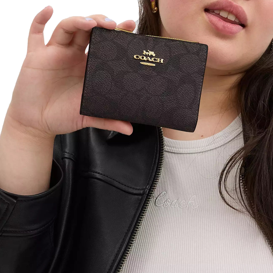 Buy Coach Bifold Wallet In Signature Canvas in Walnut/ Black CW803 ...