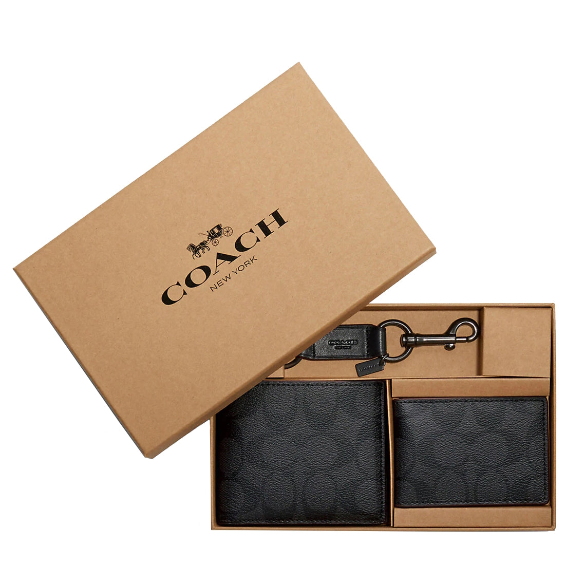 Buy Coach Boxed 3 In 1 Wallet Gift Set In Signature Canvas In Black ...