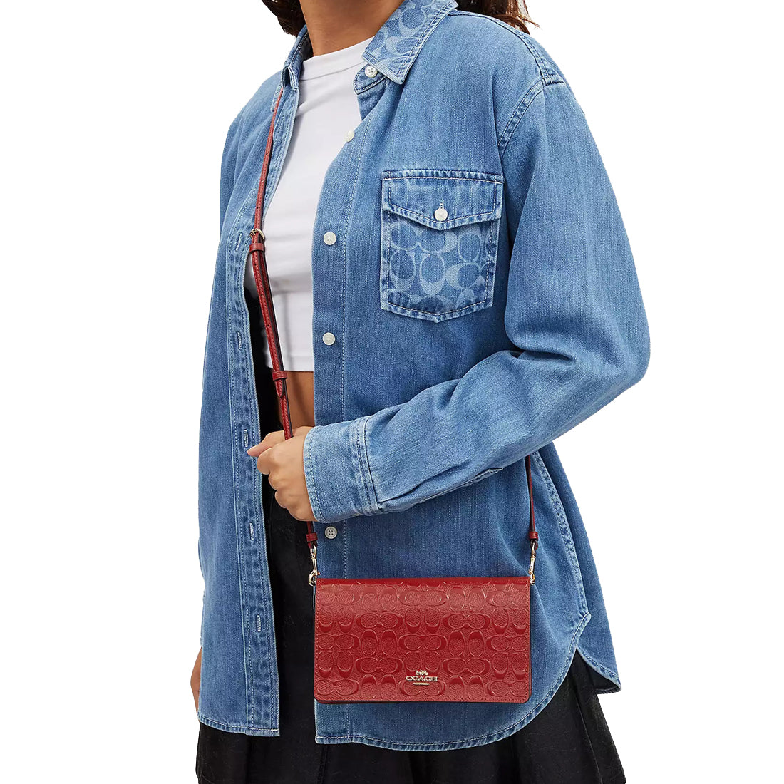 Buy Coach Boxed Anna Foldover Clutch Crossbody Bag And Card Case Set In ...