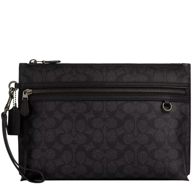 Buy Coach Carry All Pouch In Signature Canvas in Charcoal/ Black CY985 ...