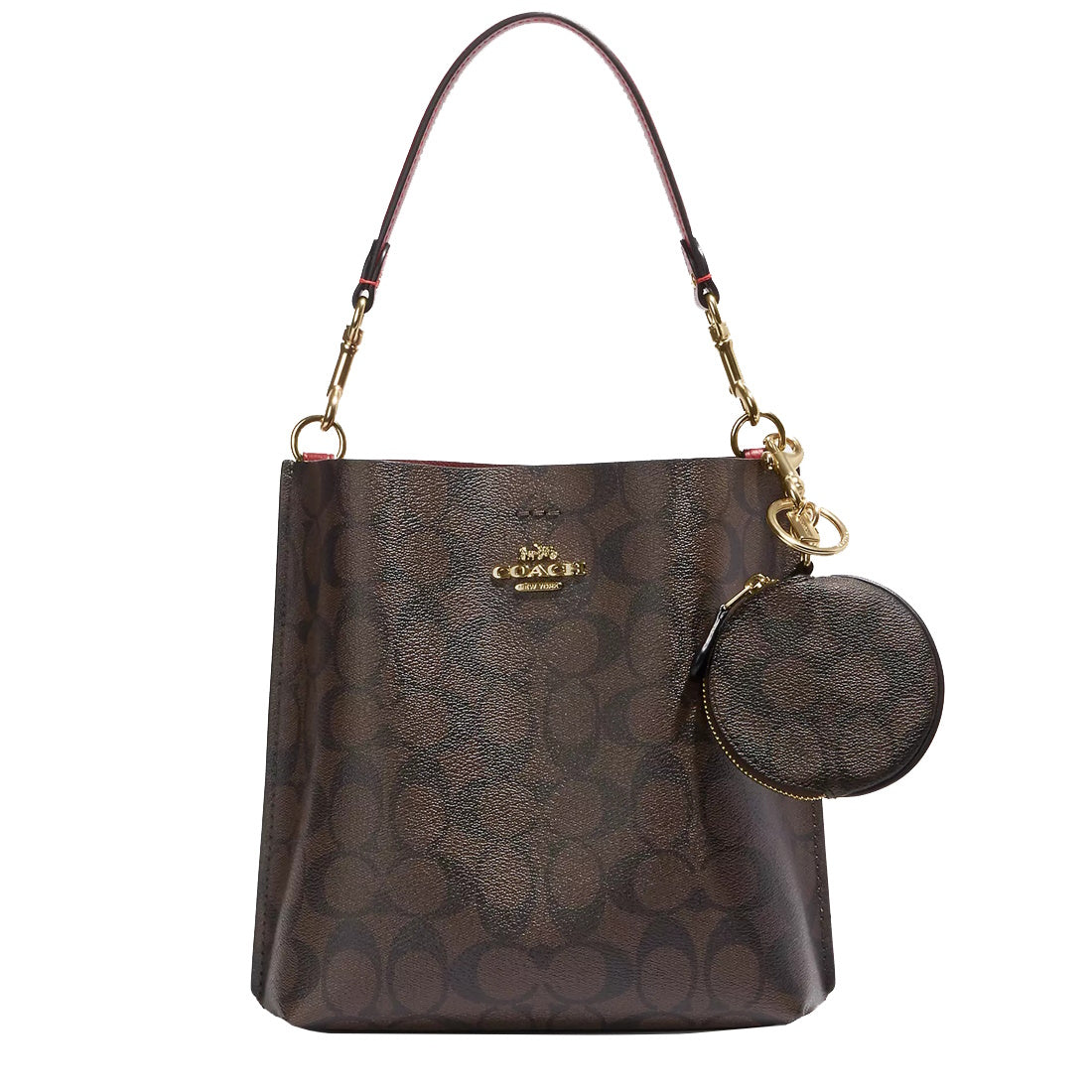 Buy Coach Circular Coin Pouch In Signature Canvas in Brown/ Black CG762 ...