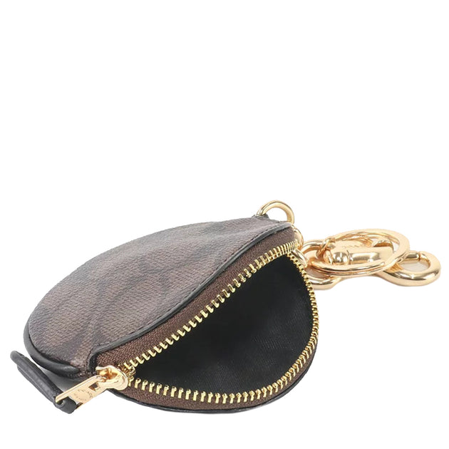 Buy Coach Circular Coin Pouch In Signature Canvas in Brown/ Black CG762 ...