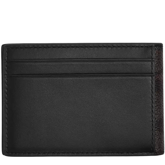 Coach Compact Billfold Wallet In Signature Canvas - Walnut/ Black CW36 ...