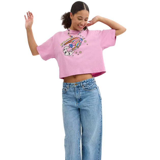 Buy Coach Cosmic Coach Rocket Print Cropped T Shirt In Organic Cotton ...