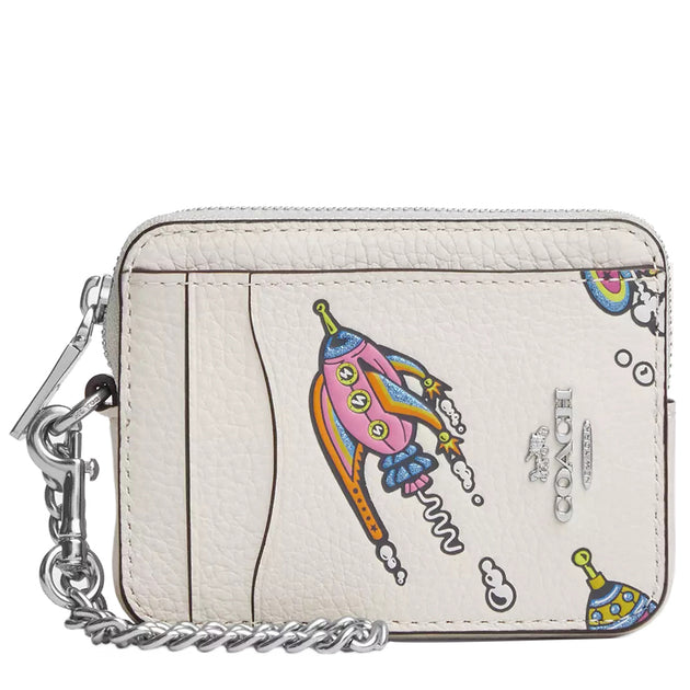 Buy Coach Cosmic Coach Zip Card Case With Rocket Print in Chalk Multi ...