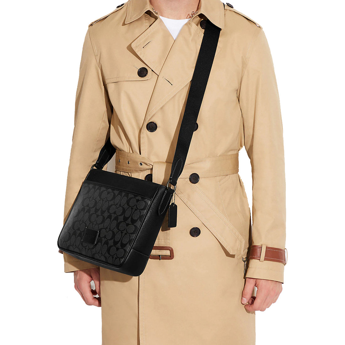 Buy Coach District Crossbody Bag In Signature Canvas in Charcoal/ Black ...