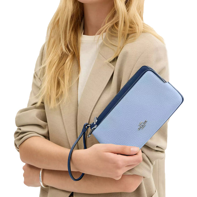 Buy Coach Double Zip Wallet in Light Blue/ Deep Blue CU921 Online in ...