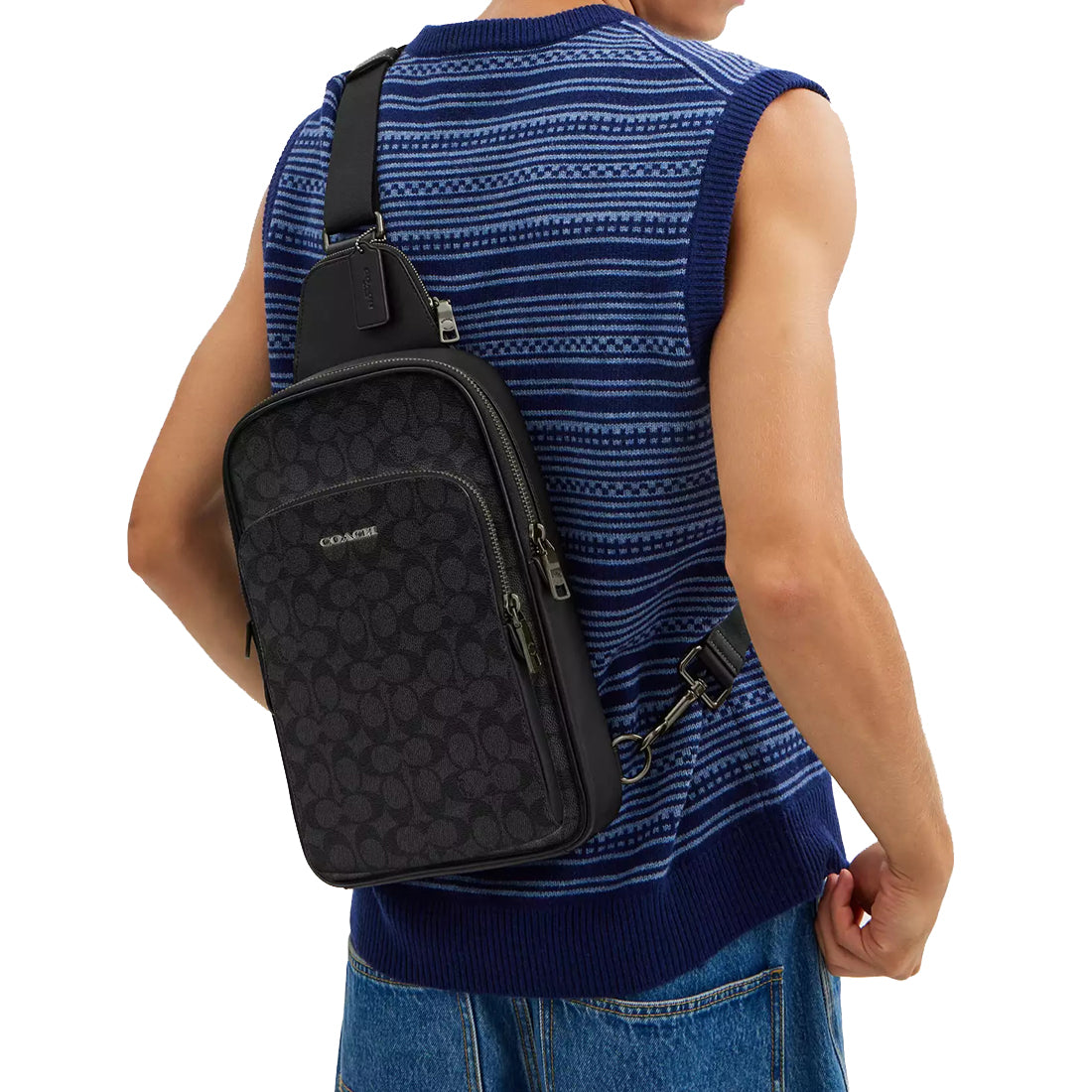 Buy Coach Ethan Pack Bag In Signature Canvas in Charcoal/ Black CV918 ...