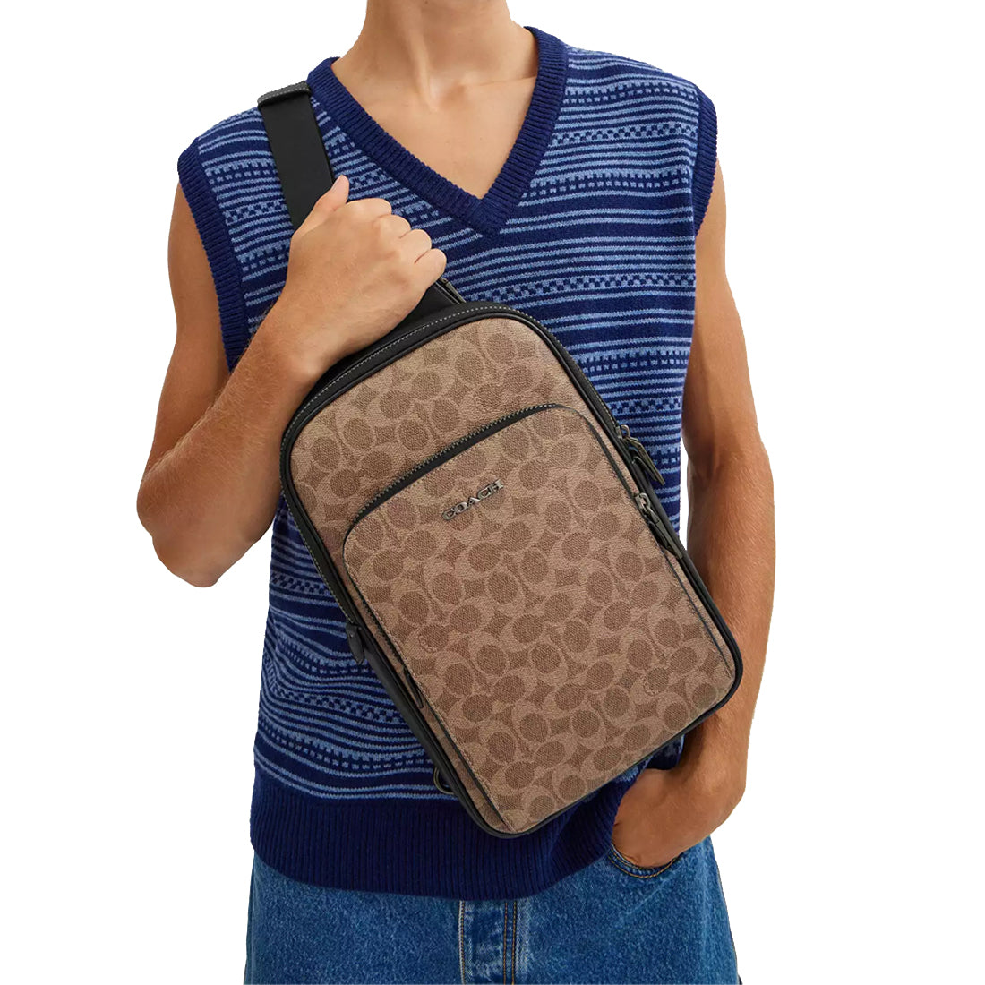 Buy Coach Ethan Pack Bag In Signature Canvas in Tan/ Black CV918 Online ...