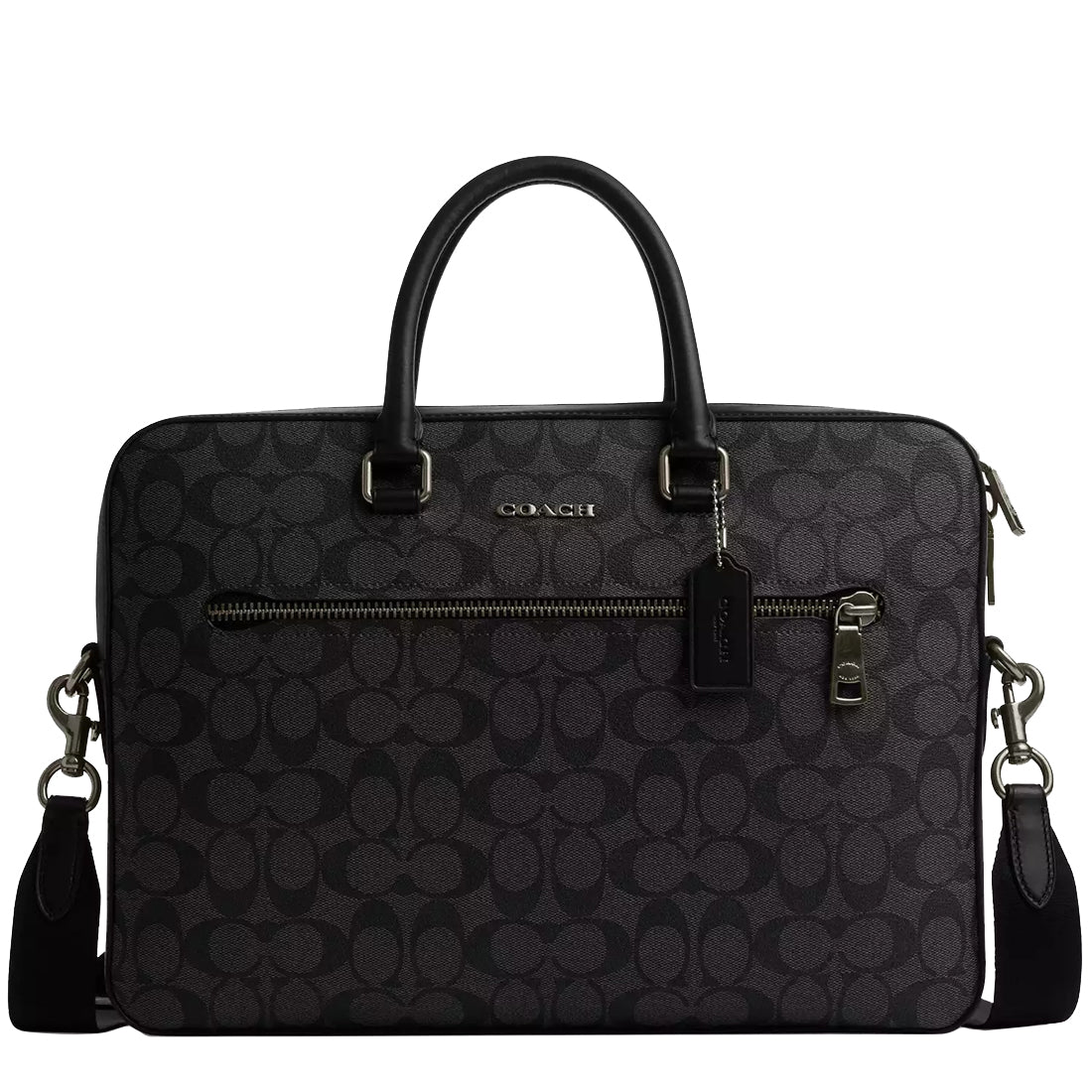 Buy Coach Ethan Slim Brief Bag In Signature Canvas in Black/ Black ...