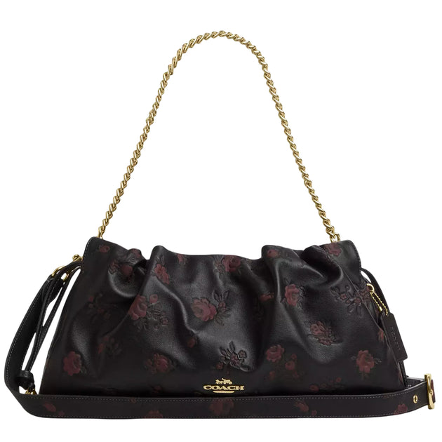 Coach Faye Large Shoulder Bag With Floral Print - Black/ Wine CCE25 ...