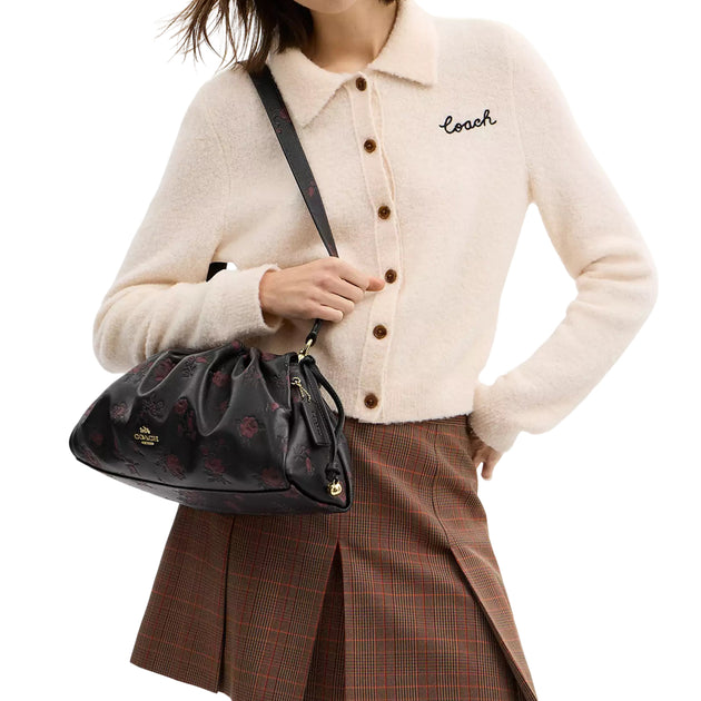 Coach Faye Large Shoulder Bag With Floral Print - Black/ Wine CCE25 ...