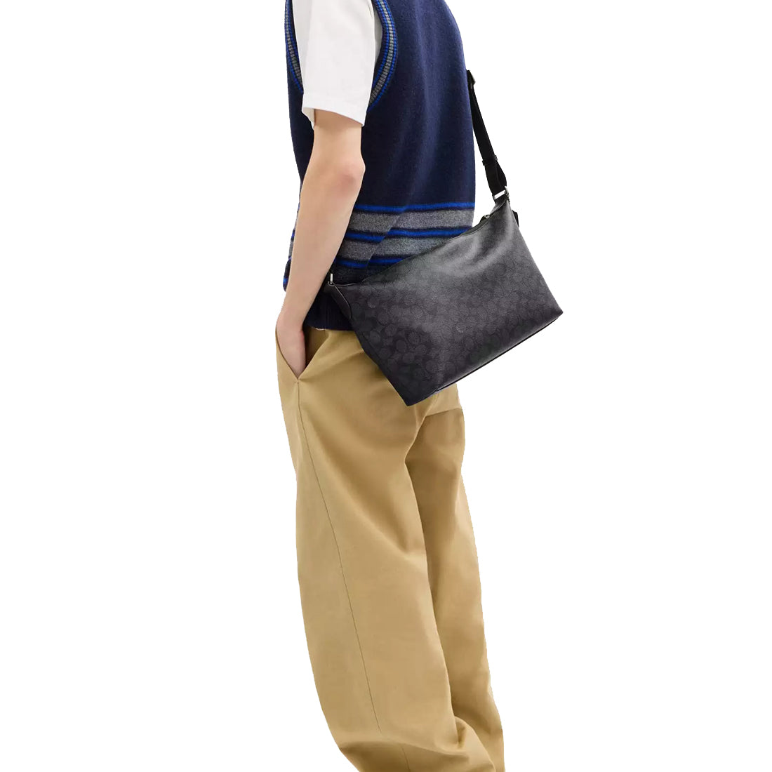 Buy Coach Finn Crossbody Bag In Signature Canvas in Charcoal/ Black ...