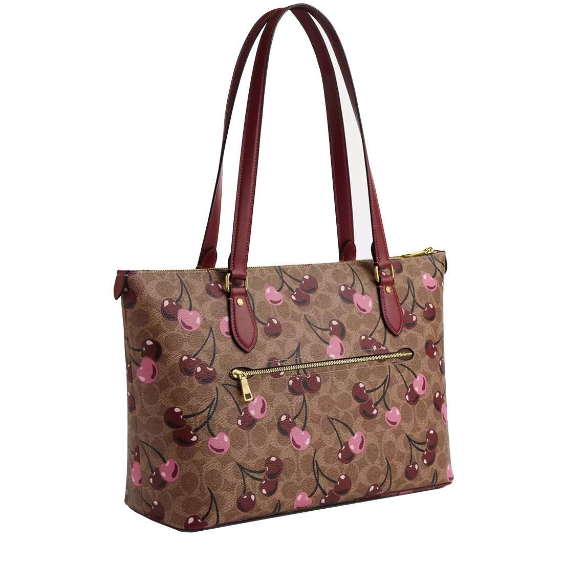 Buy Coach Gallery Tote Bag In Signature Canvas With Cherry Print in Tan ...