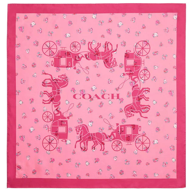 Buy Coach Horse And Carriage Tea Rose Print Silk Bandana Scarf in ...