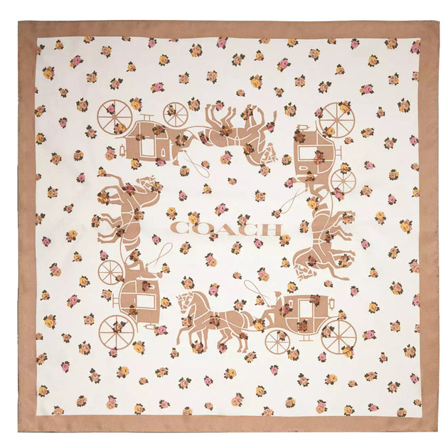 Buy Coach Horse And Carriage Tea Rose Print Silk Bandana Scarf in Chalk ...