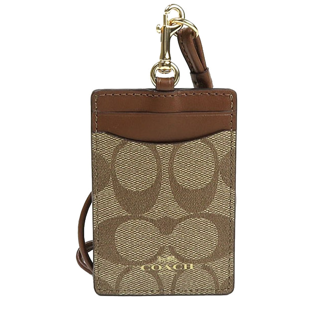 Buy Coach Id Lanyard In Signature Canvas in Khaki/ Saddle 2 63274 ...