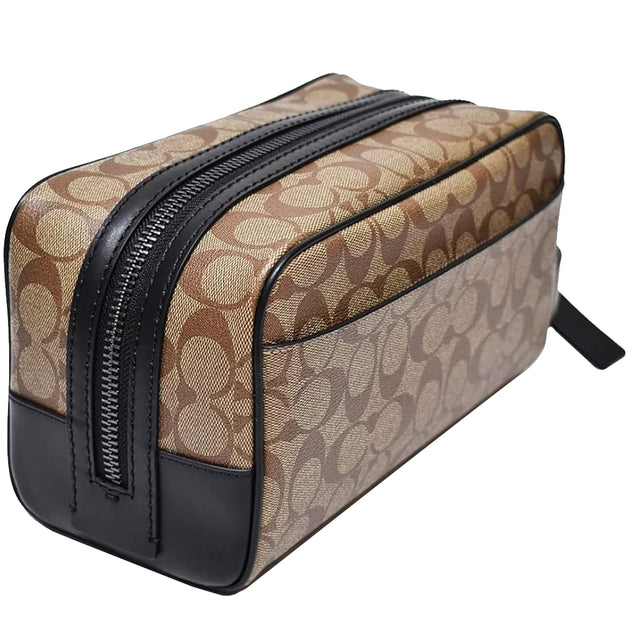 Buy Coach Large Travel Kit In Signature Canvas in Tan Black 2706 Online ...