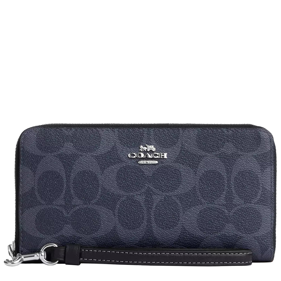 Buy Coach Long Zip Around Wallet In Signature Canvas in Denim/ Midnight ...