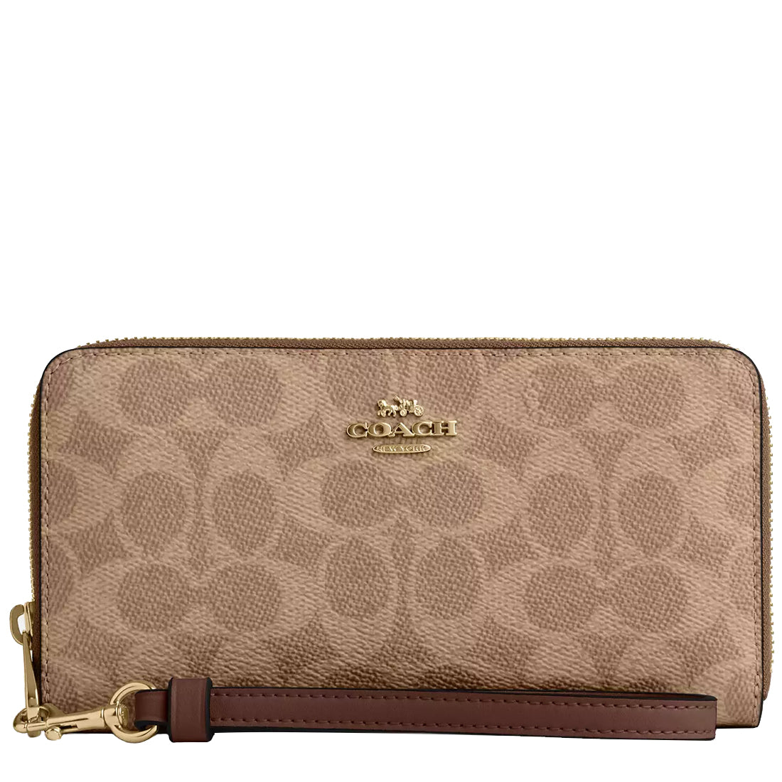 Buy Coach Long Zip Around Wallet In Signature Canvas in Tan/ Brown ...