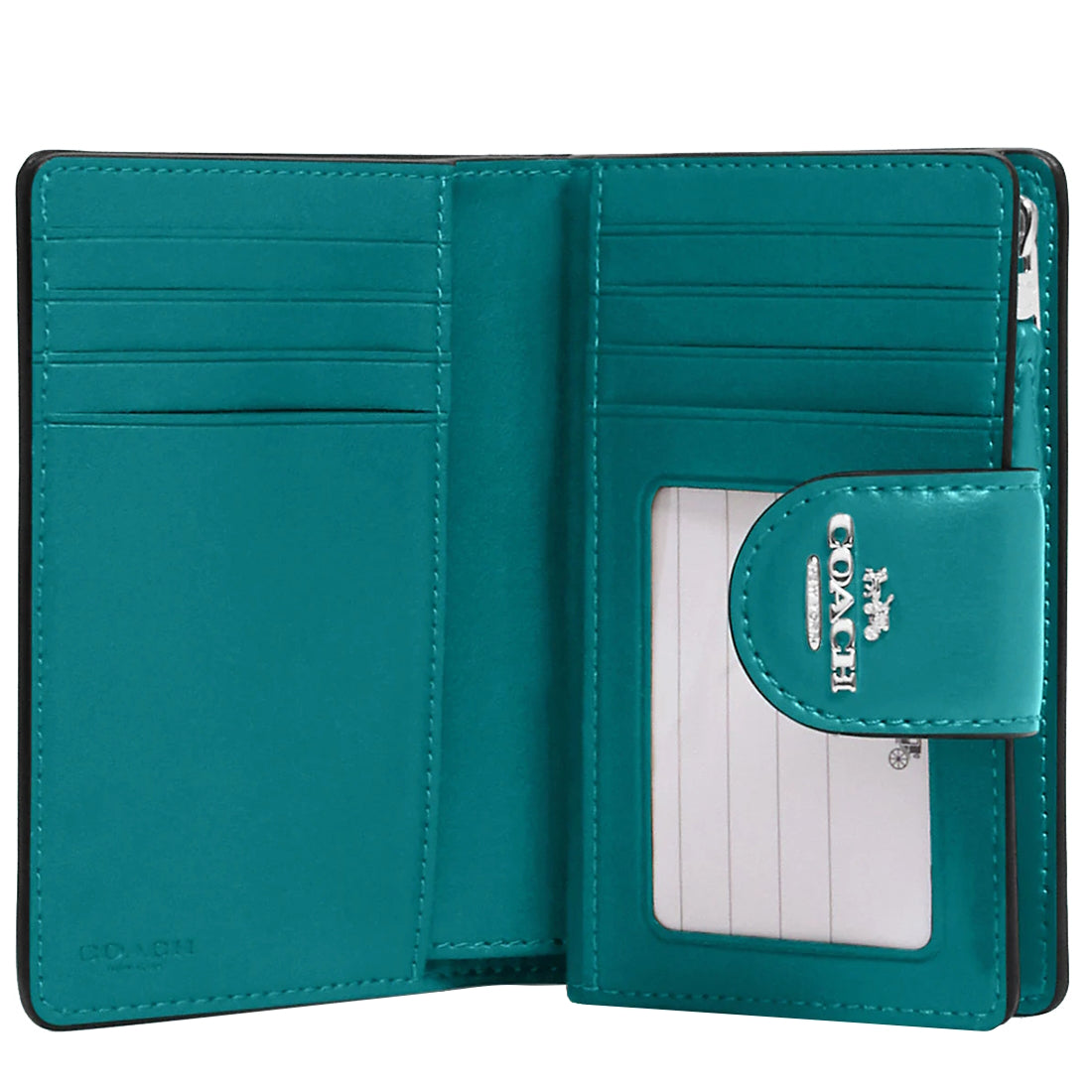 Buy Coach Medium Corner Zip Wallet in Signature Canvas in Khaki/ Teal ...