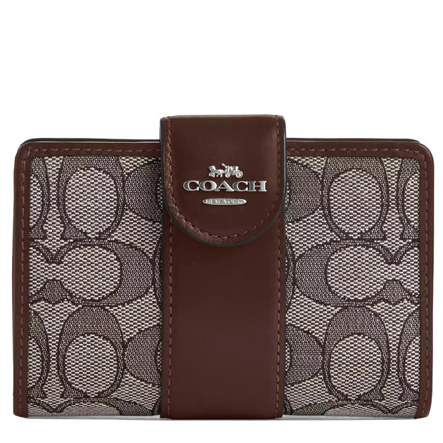 Buy Coach Medium Corner Zip Wallet In Signature Jacquard in Oak/ Maple ...