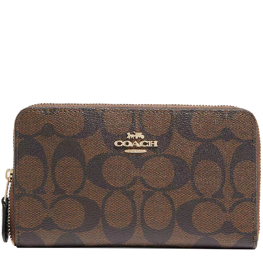 Buy Coach Medium Id Zip Wallet In Signature Canvas in Brown Black 88913 ...