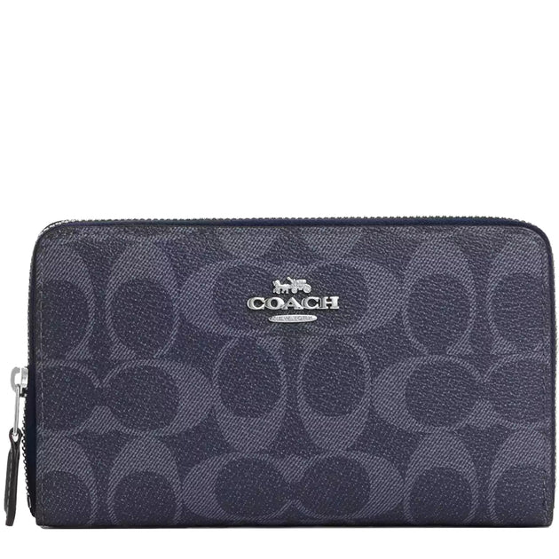 Buy Coach Medium Id Zip Wallet In Signature Canvas in Denim/ Midnight ...