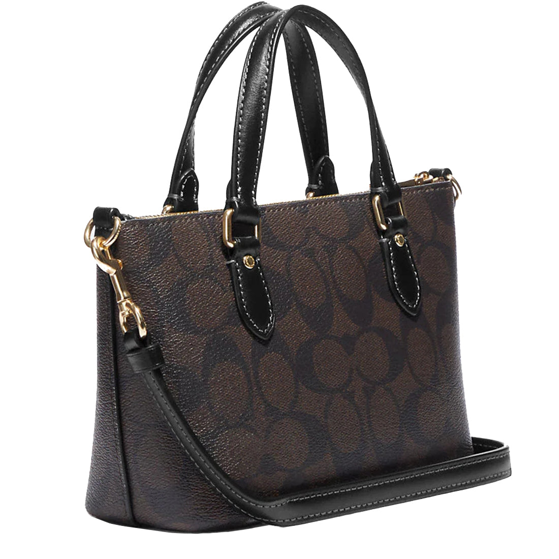 Coach Mini Gallery Crossbody Bag In Signature Canvas in Brown/Black CH ...