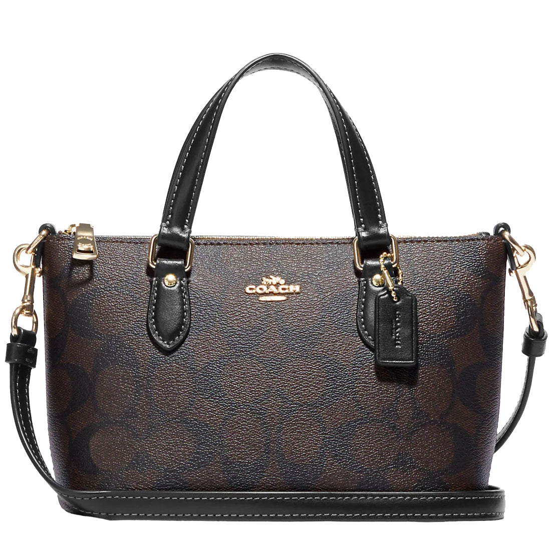 Coach Mini Gallery Crossbody Bag In Signature Canvas in Brown/Black CH ...