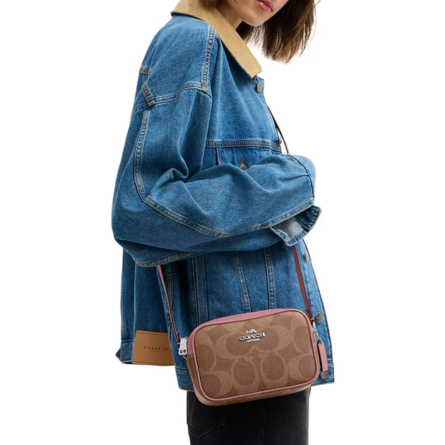 Coach Mini Jamie Camera Bag In Maxi Signature Canvas - Tan/ Dusty Pink ...