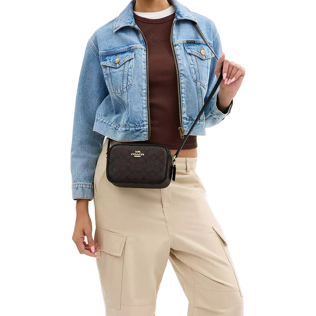 Buy Coach Mini Jamie Camera Bag In Signature Canvas in Walnut/ Black ...