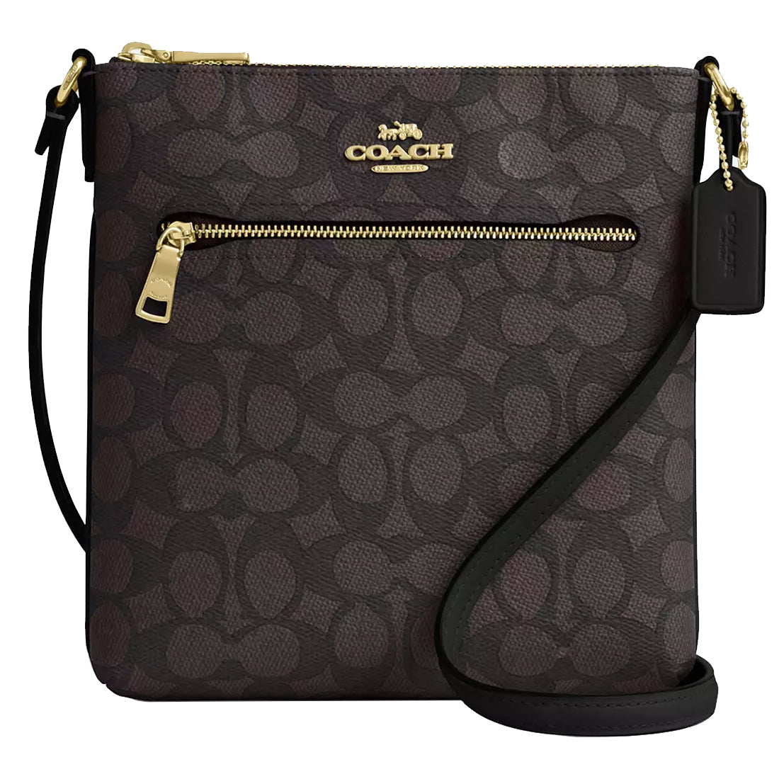 Buy Coach Mini Rowan File Bag In Signature Canvas in Walnut/ Black ...