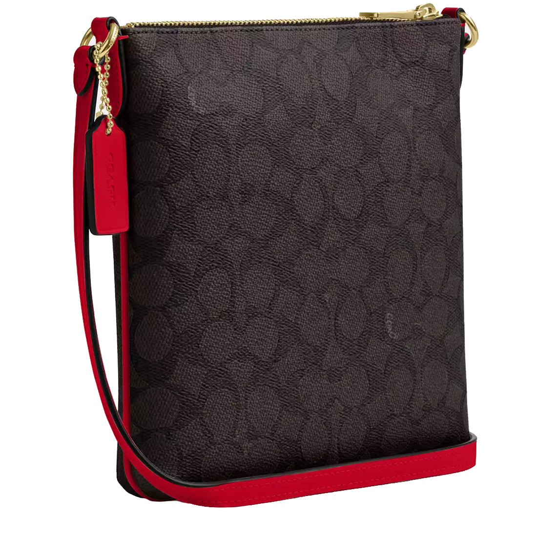 Buy Coach Mini Rowan File Bag In Signature Canvas in Walnut/ Bold Red ...