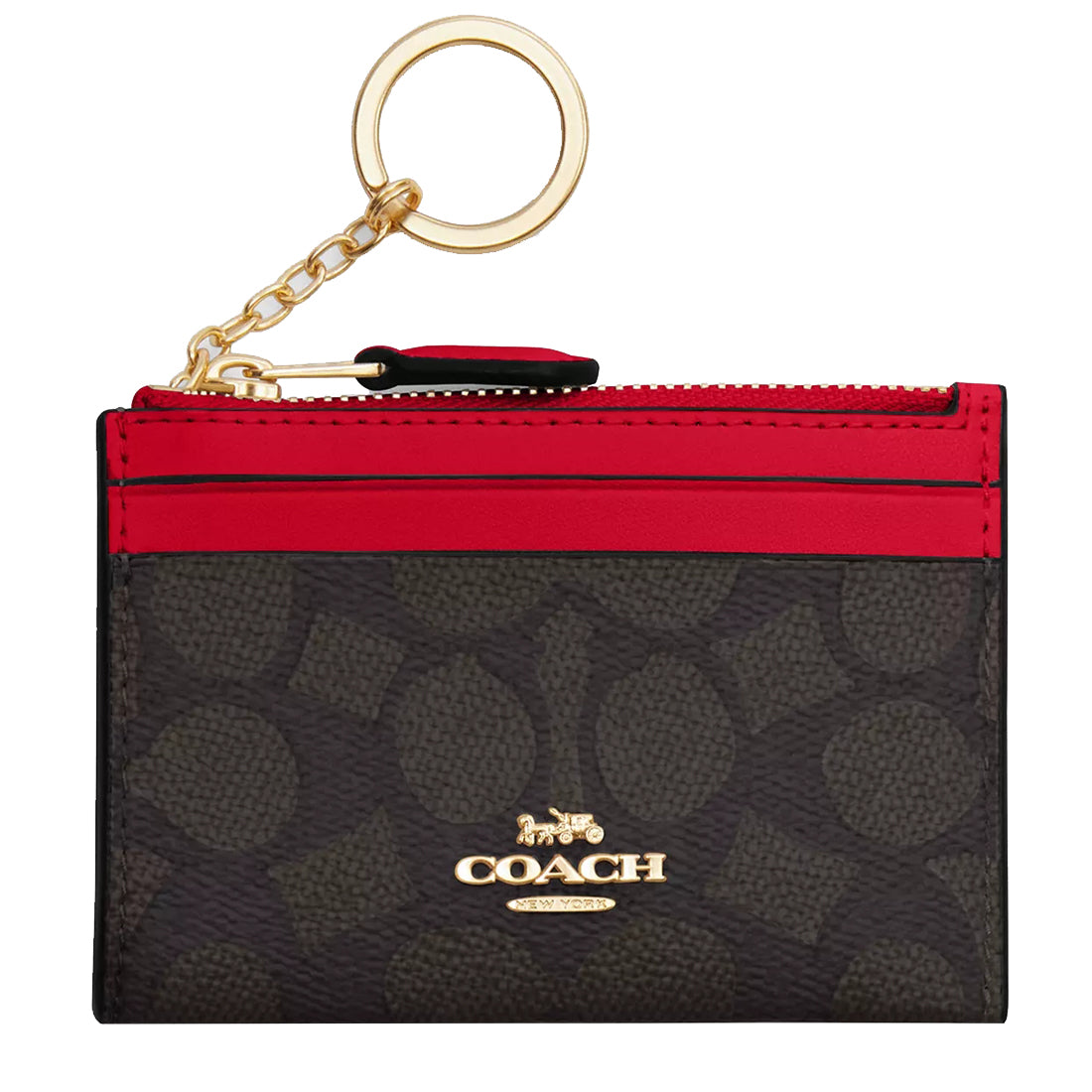 Buy Coach Mini Skinny Id Case In Signature Canvas in Walnut/ Bold Red ...