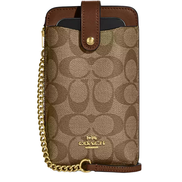 Buy Coach Phone Crossbody Bag In Signature Canvas in Khaki/ Saddle ...