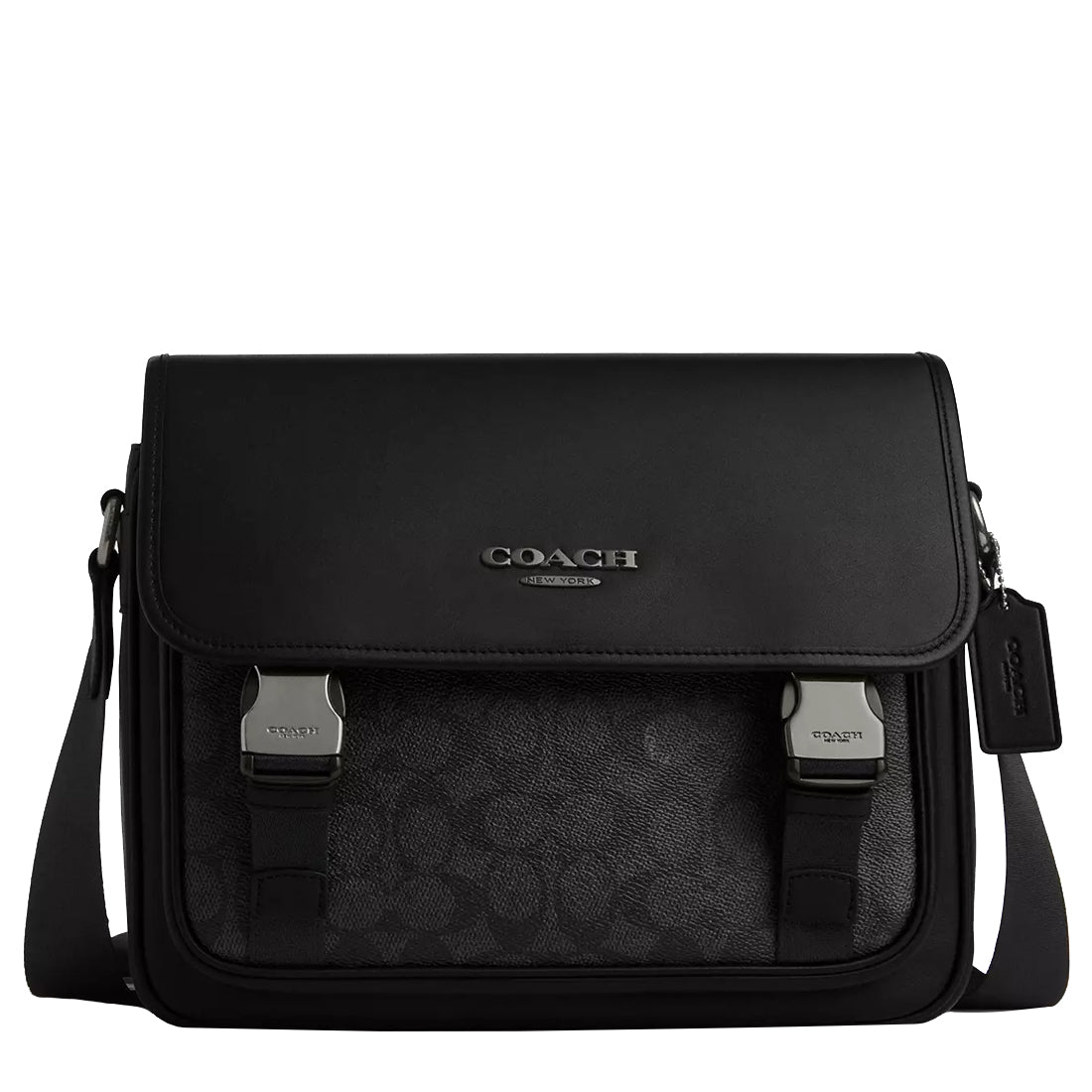 Buy Coach Racer Messenger Bag In Signature Canvas in Charcoal/ Black ...