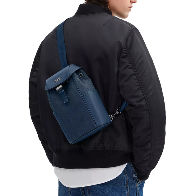 Buy Coach Racer Pack Bag In Signature Jacquard in Denim/ Dark Denim ...