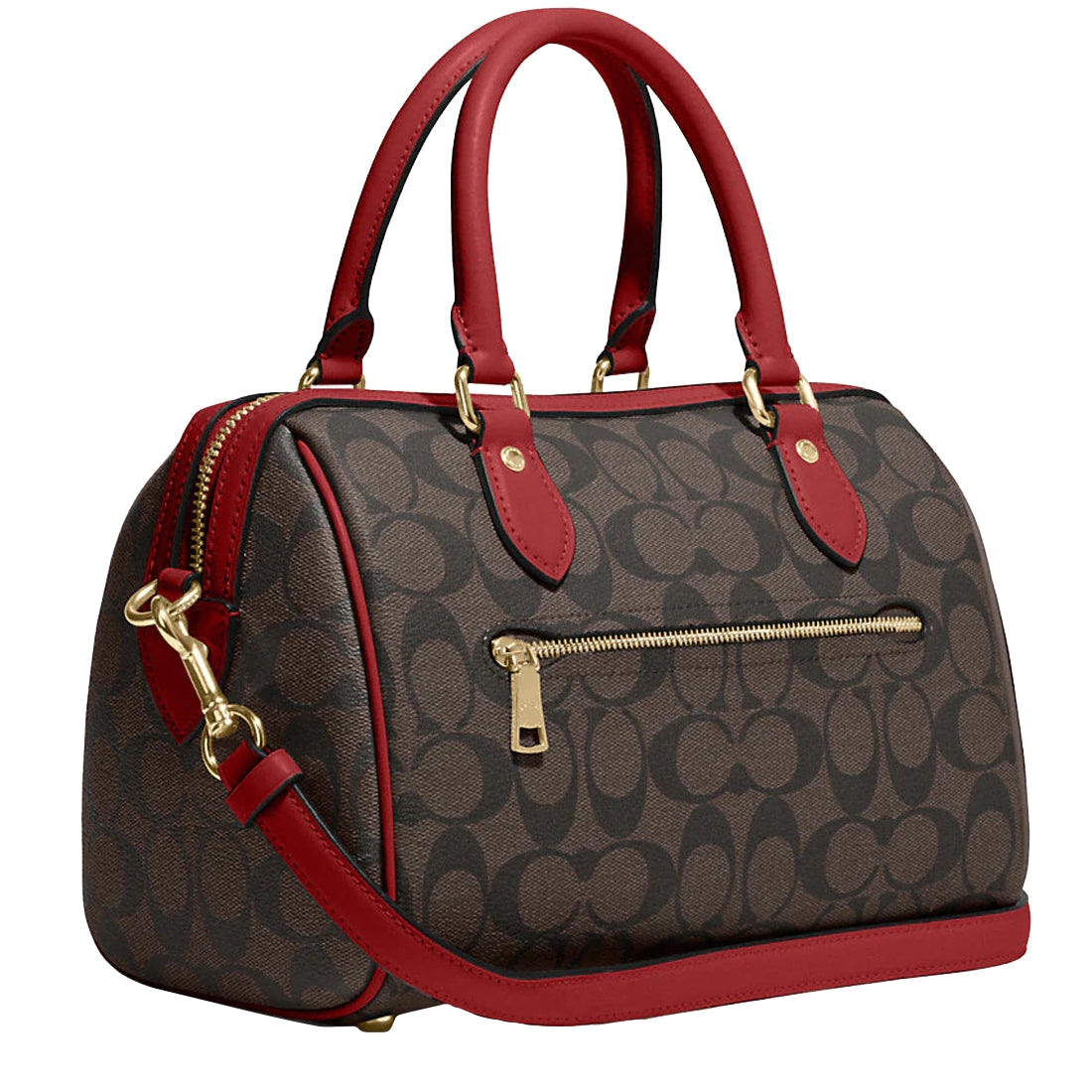 Buy Coach Rowan Satchel Bag In Signature Canvas in Brown/ 1941 Red ...