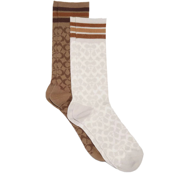 Buy Coach Signature Calf Socks in Khaki/ Chalk CH397 Online in ...