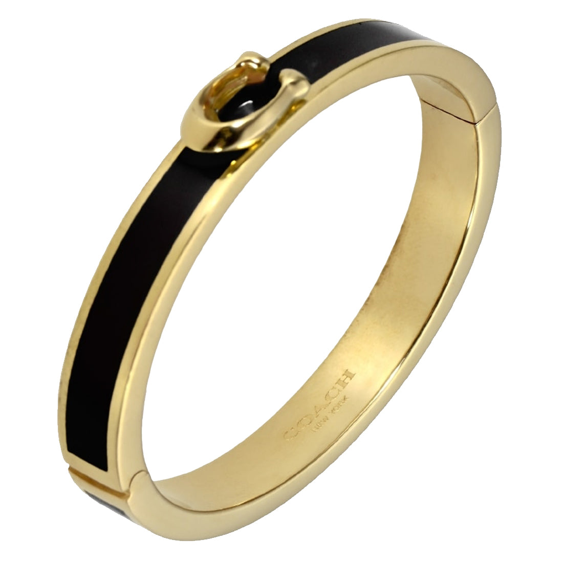 Buy Coach Signature Push Hinged Bangle Bracelet in Gold/ Black F67480 ...