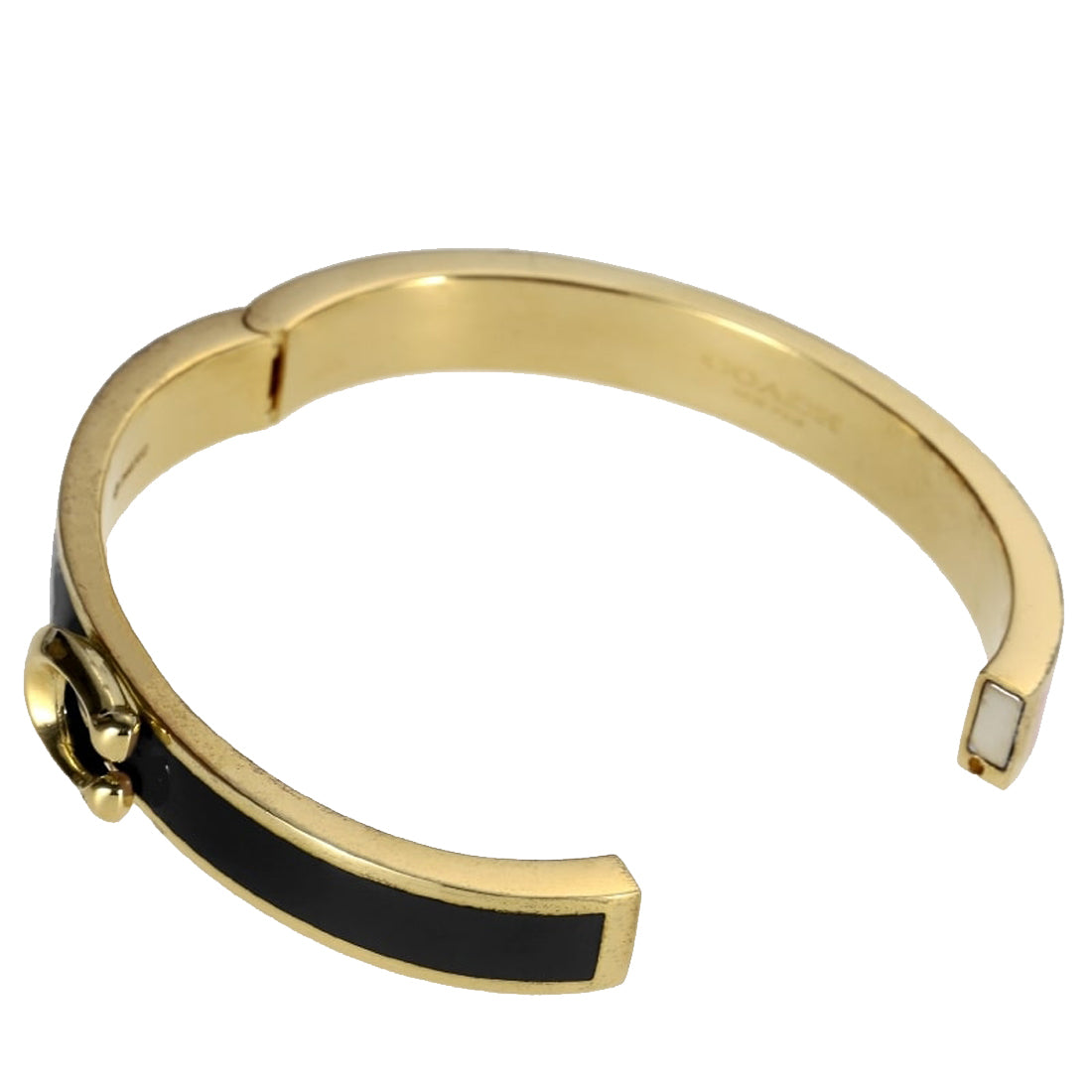 Buy Coach Signature Push Hinged Bangle Bracelet in Gold/ Black F67480 ...