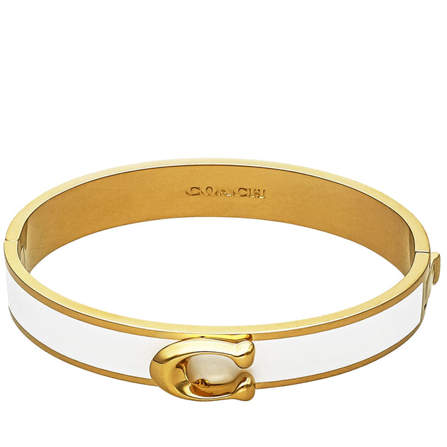 Buy Coach Signature Push Hinged Bangle Bracelet in Gold/ Chalk F67480 ...