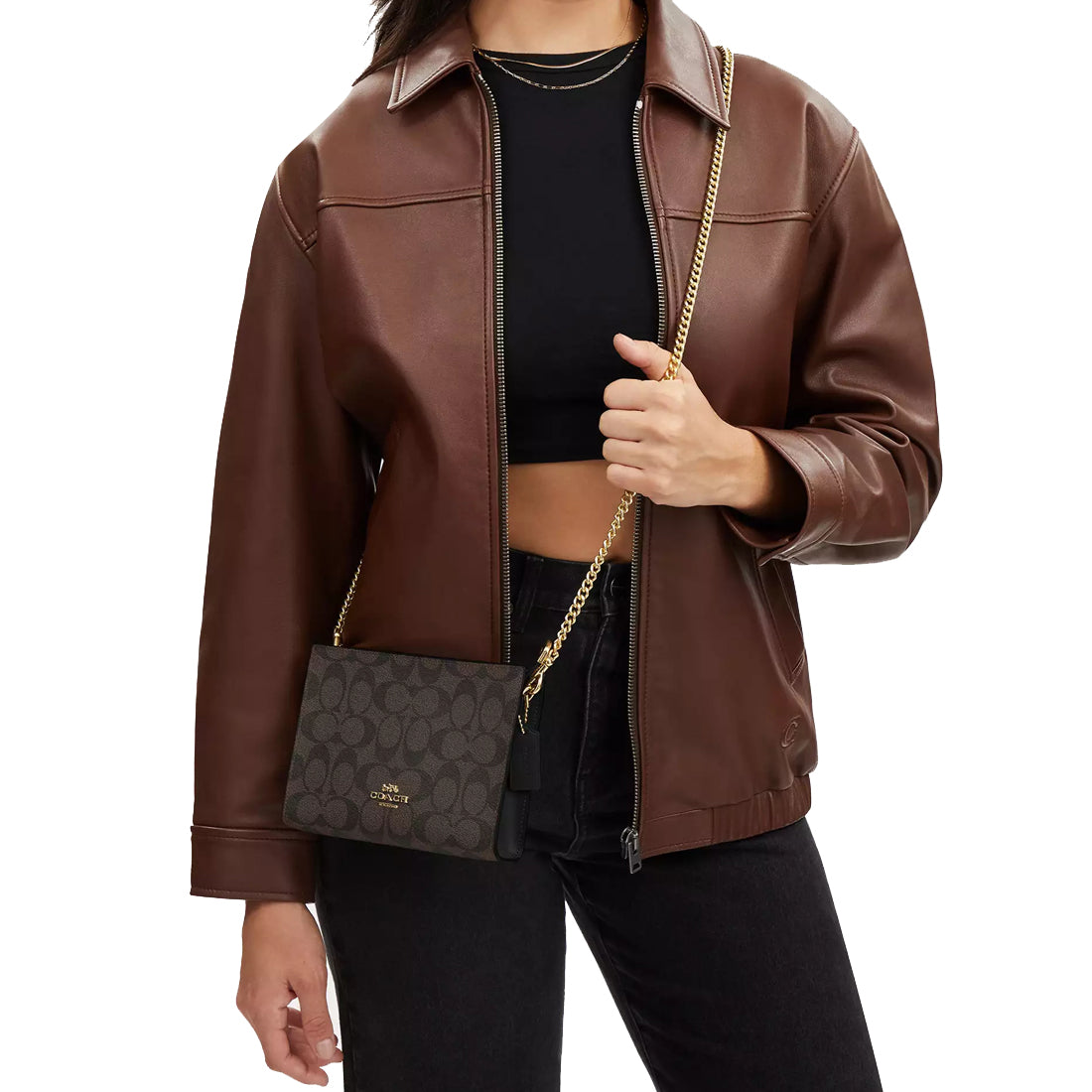 Buy Coach Slim Crossbody Bag in Signature Canvas in Brown Black CR239 ...