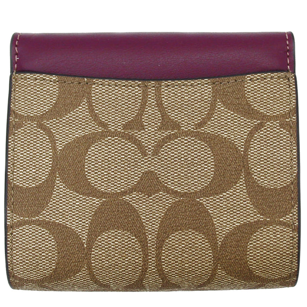 Buy Coach Small Trifold Wallet In Blocked Signature Canvas In Khaki ...