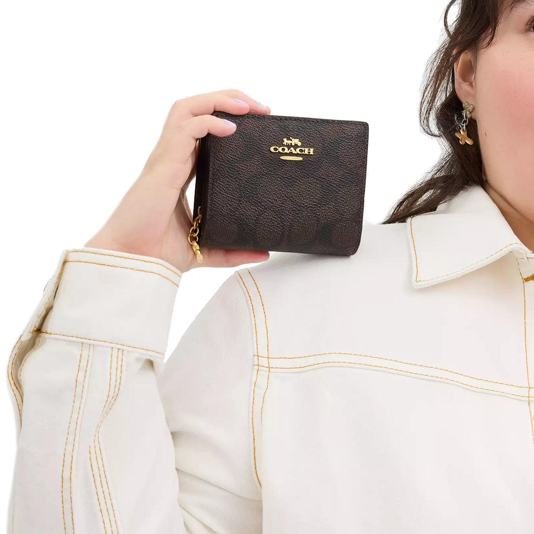 Buy Coach Snap Wallet In Signature Canvas in Walnut/ Black CW789 Online ...