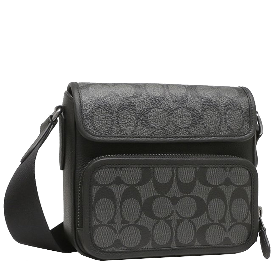Buy Coach Sullivan Flap Crossbody Bag In Signature Canvas in Black ...