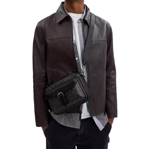 Buy Coach Warner Crossbody Bag In Signature Canvas in Charcoal/ Black ...