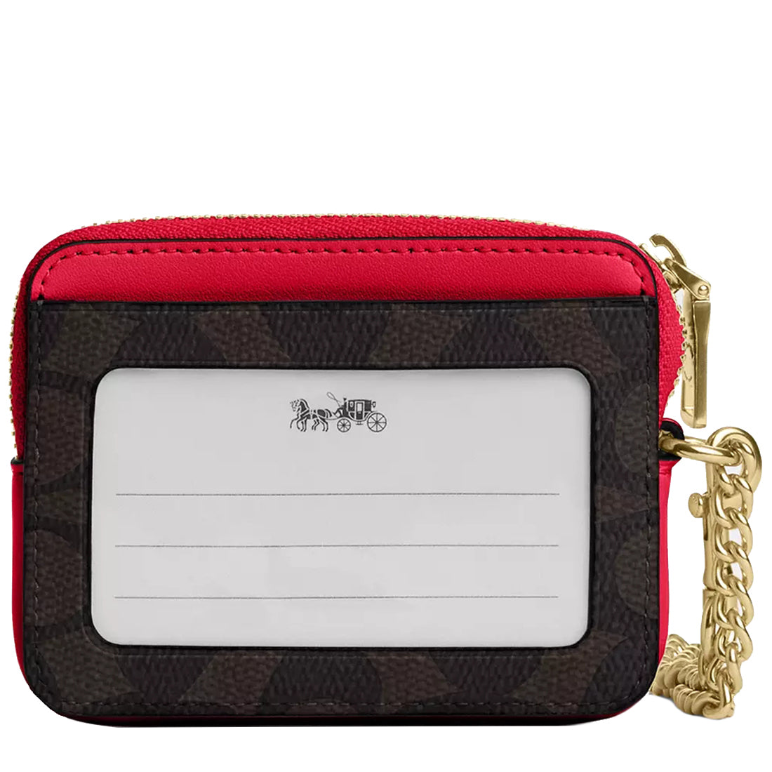 Buy Coach Zip Card Case In Signature Canvas in Walnut/ Bold Red CW883 ...