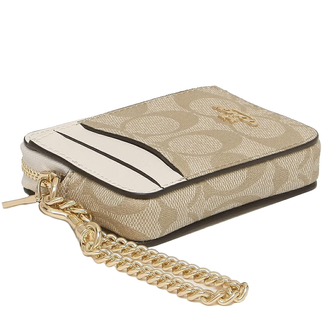 Buy Coach Zip Card Case In Signature Canvas in Light Khaki/ Chalk C0058 ...